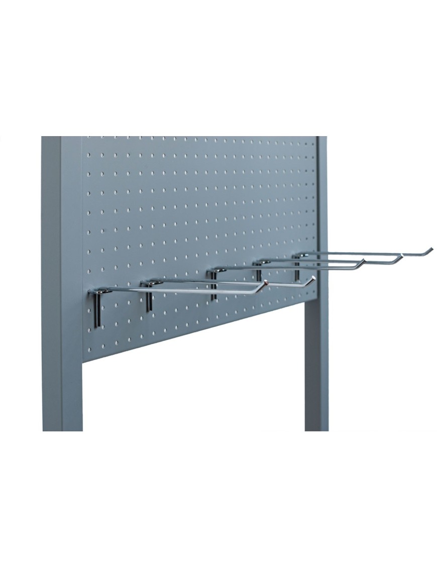 Showcase with perforated panel for hooks. Model Round
