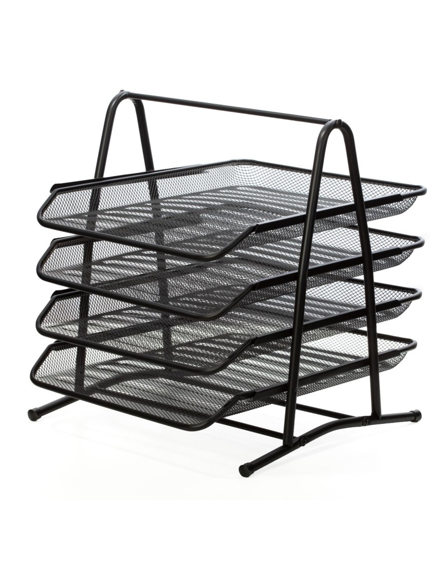 Stackable document tray. Black color (4 Shelves)