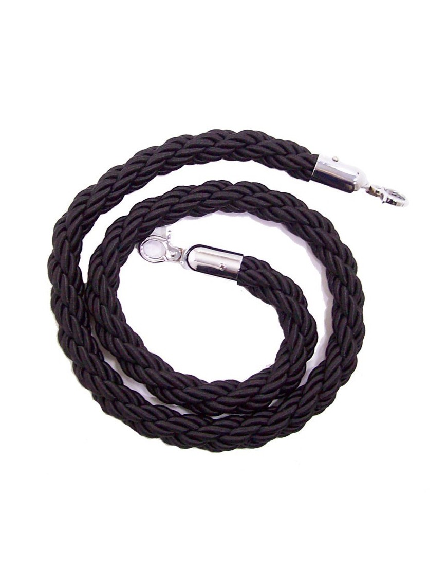 Cordon tressé de 2,5 mètre pour poteau séparateur à cordon (Noir)