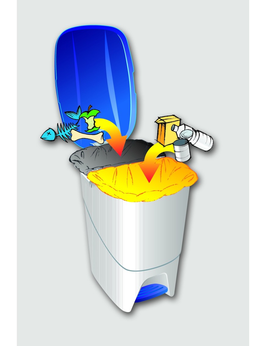 Garbage container with interior separator. 25 Liters. 5 Colors
