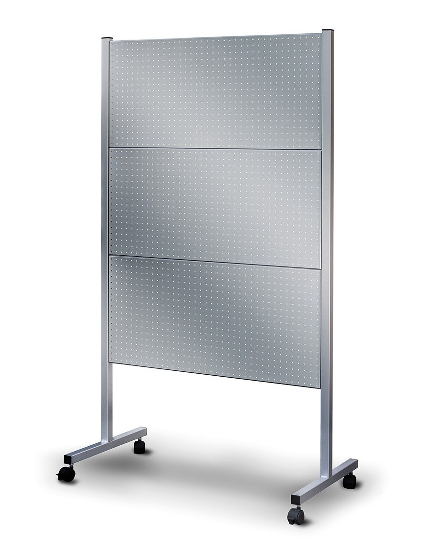 Showcase with perforated panels for hooks