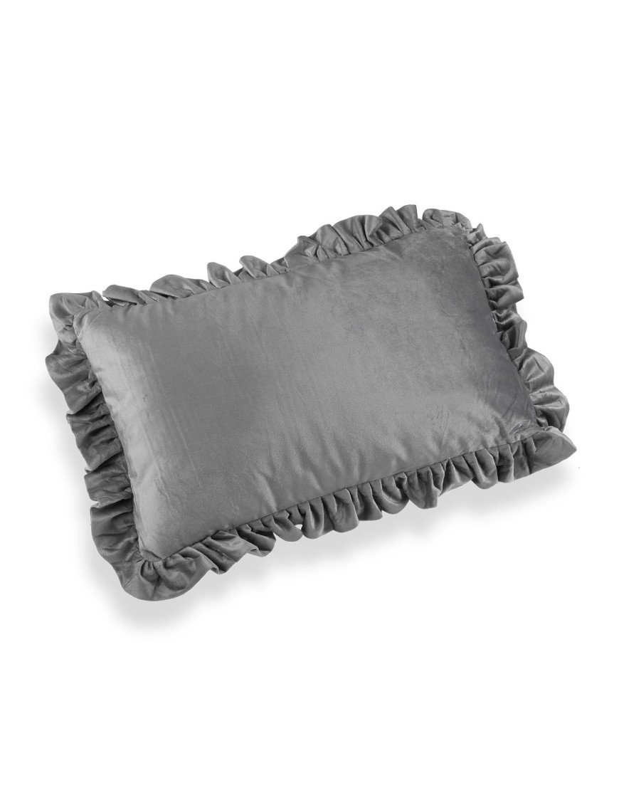 RECTANGULAR CUSHION VELVET GREY