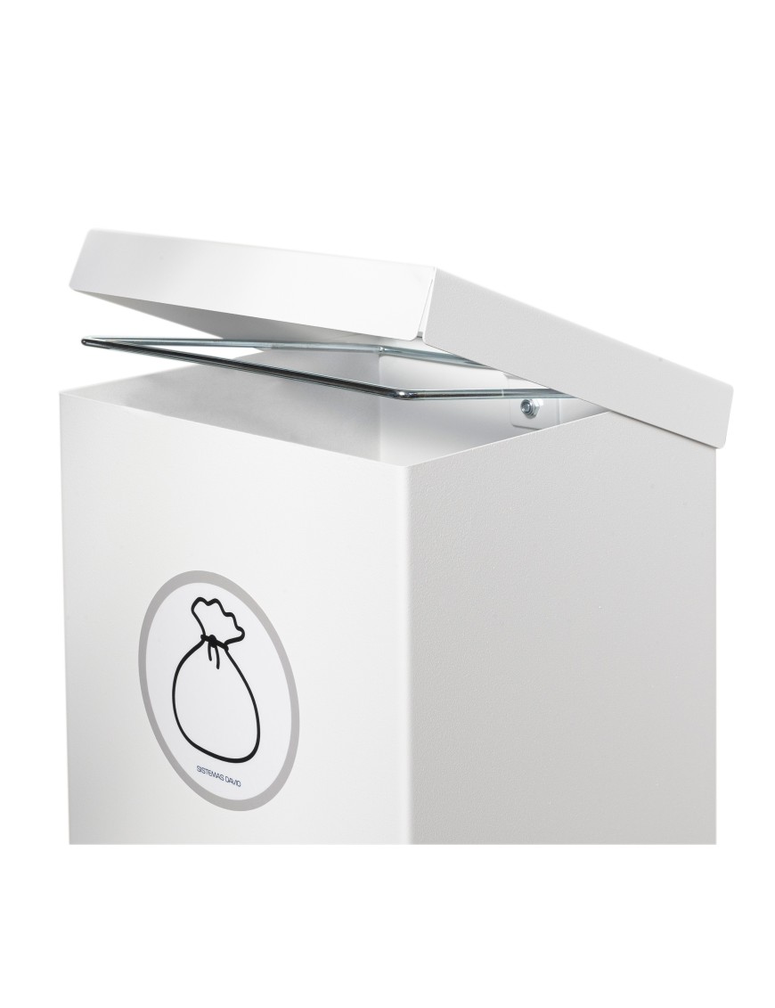 White Metal Recycling Bin for 4 Types of Waste. With Bag Holder Ring ...