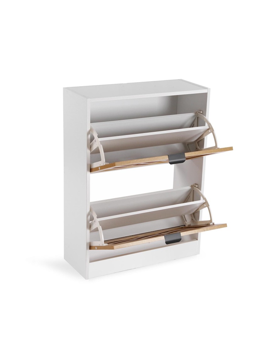 BROWN SHOE RACK WITH 2 DRAWERS MODEL WAVES