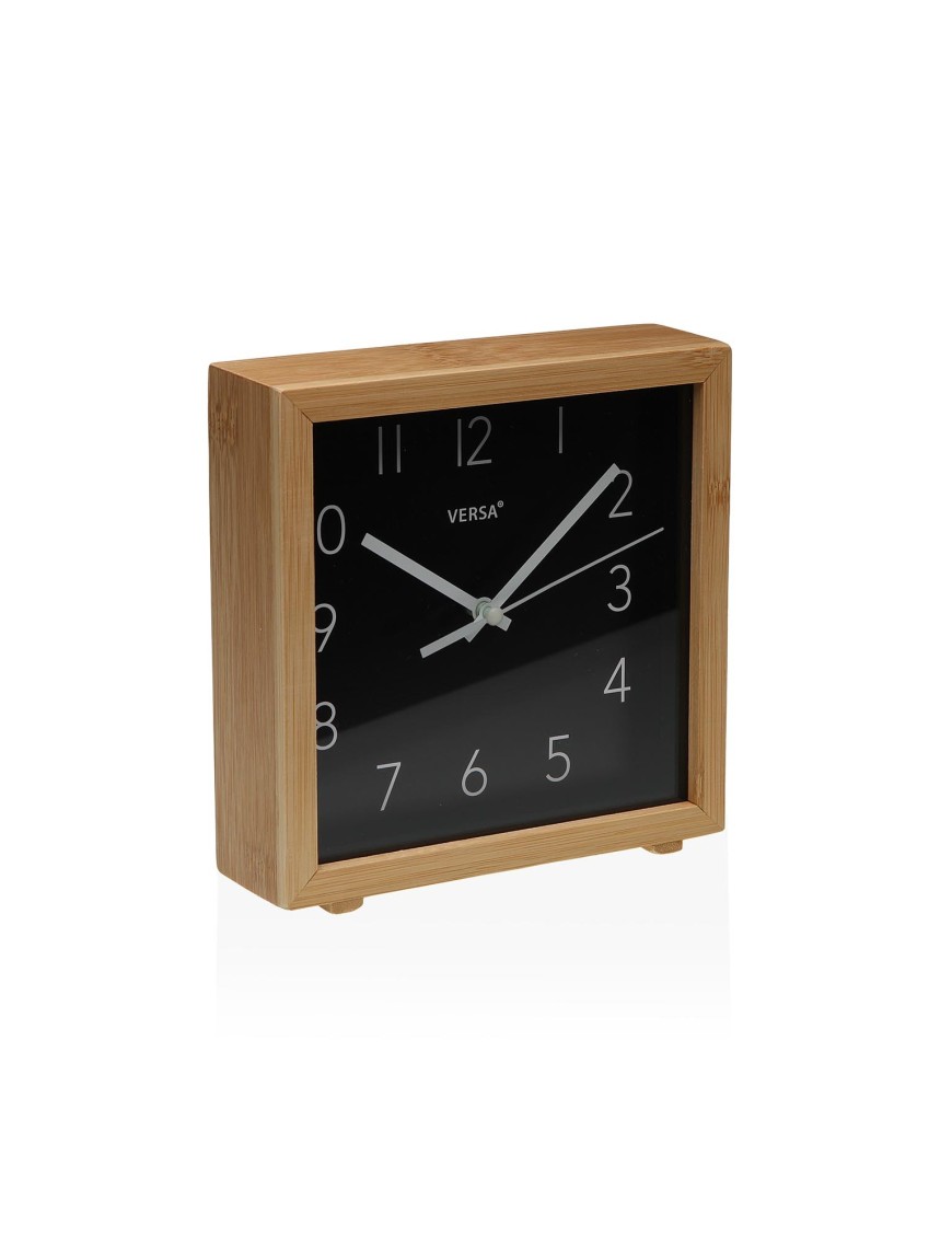 BLACK SQUARE TABLE CLOCK 16CM