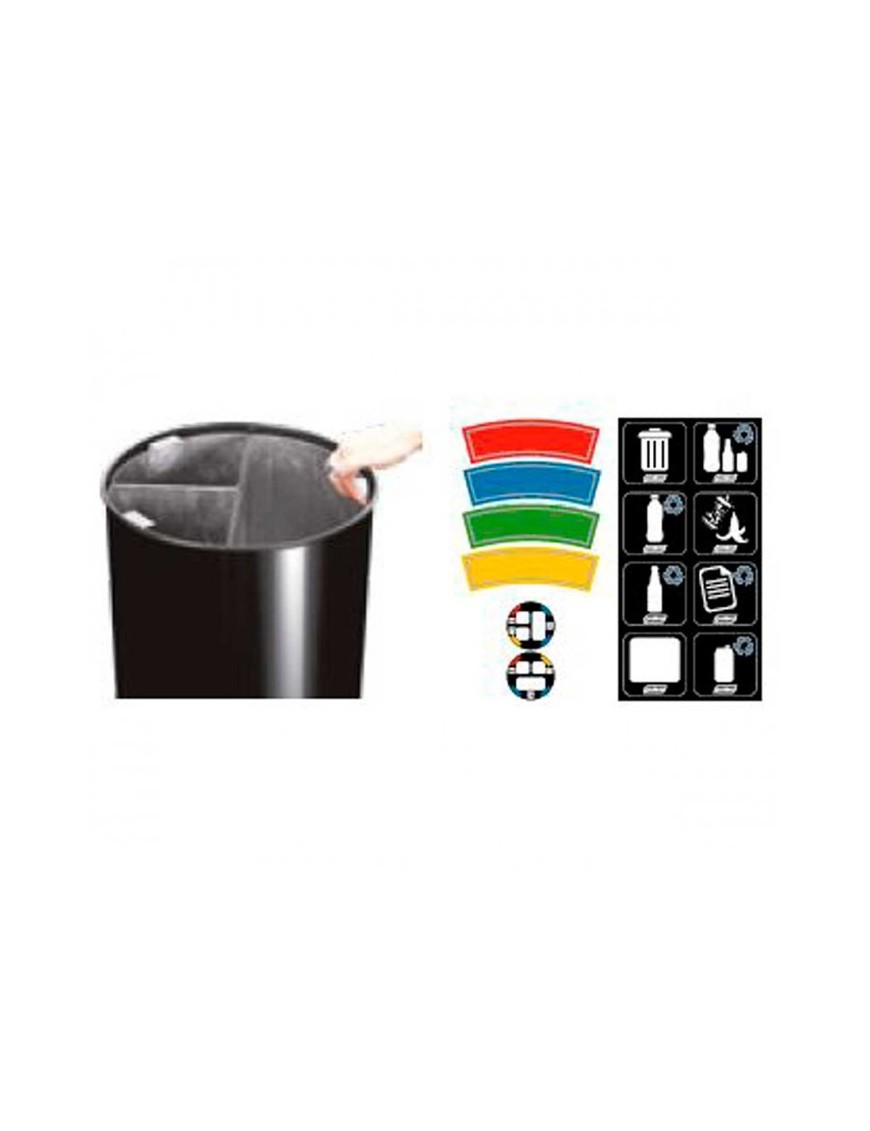 Triple recycling bin of 60 Liters with 3 buckets