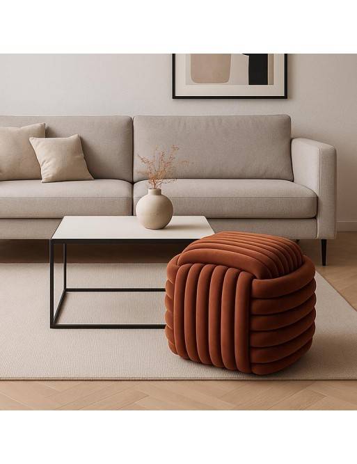 PUF CUADRADO MARRON KNOT