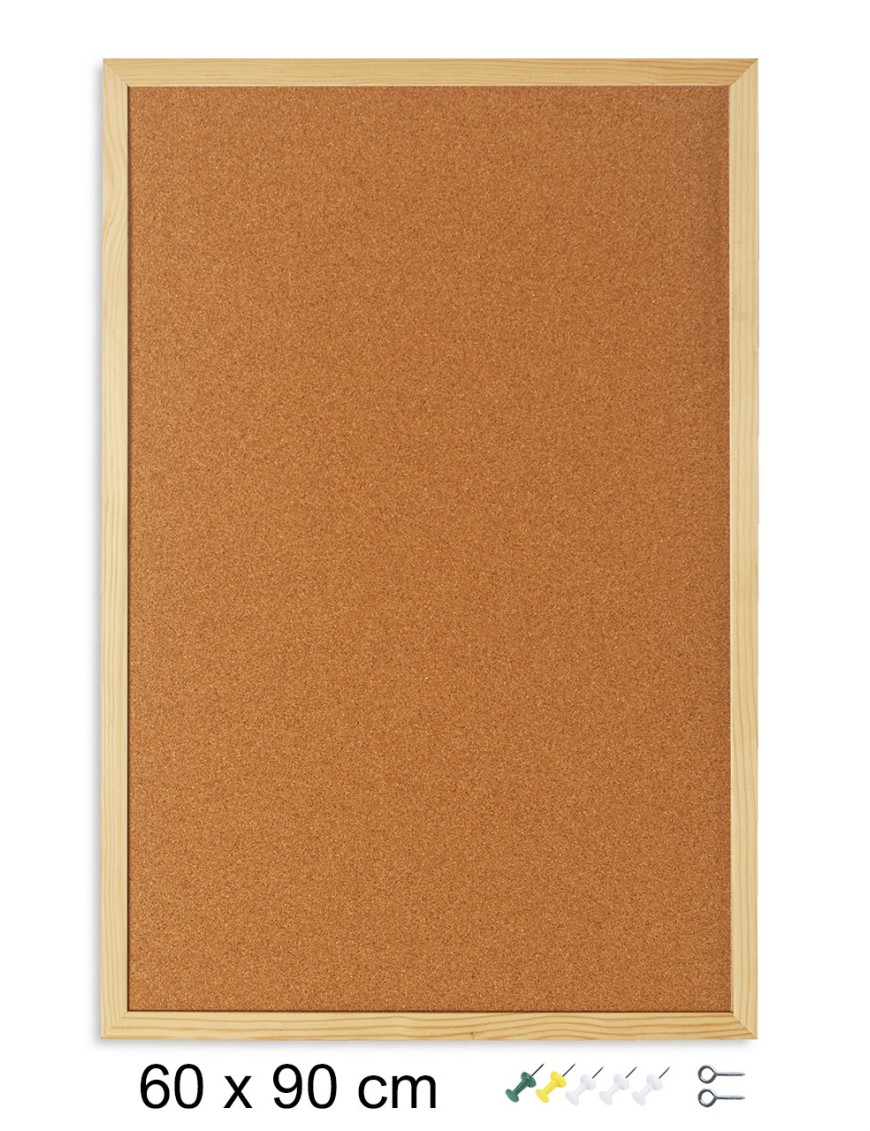 Panneau de liège avec cadre en bois - double face (90 x 60 cm)