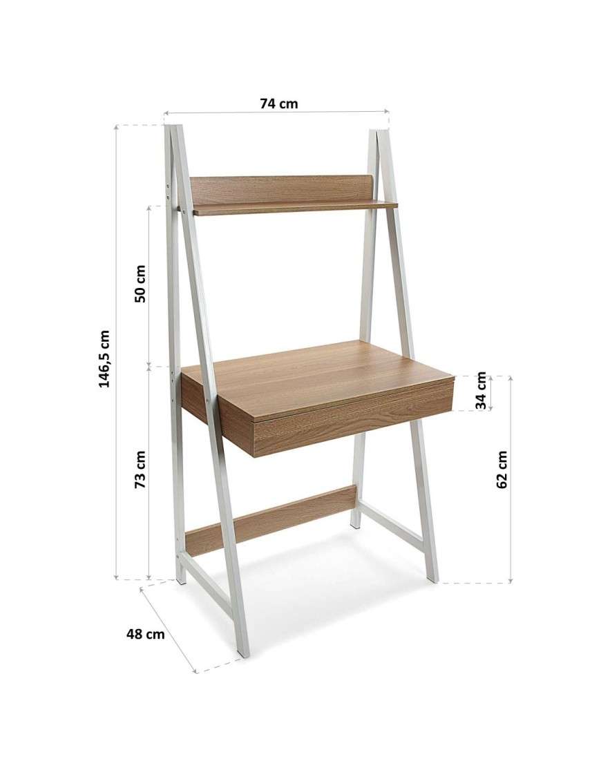 Tables de bureau avec 1 tiroir et 1 étagère. Couleur blanche. Model Delta